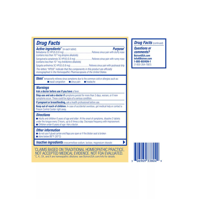 Boiron: SinusCalm Meltaway Tablets – Thompson Alchemists
